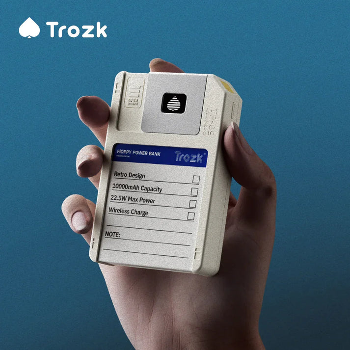 Trozk Retro Floppy Power Bank | 10000mAh Magnetic Charger & 64GB Storage